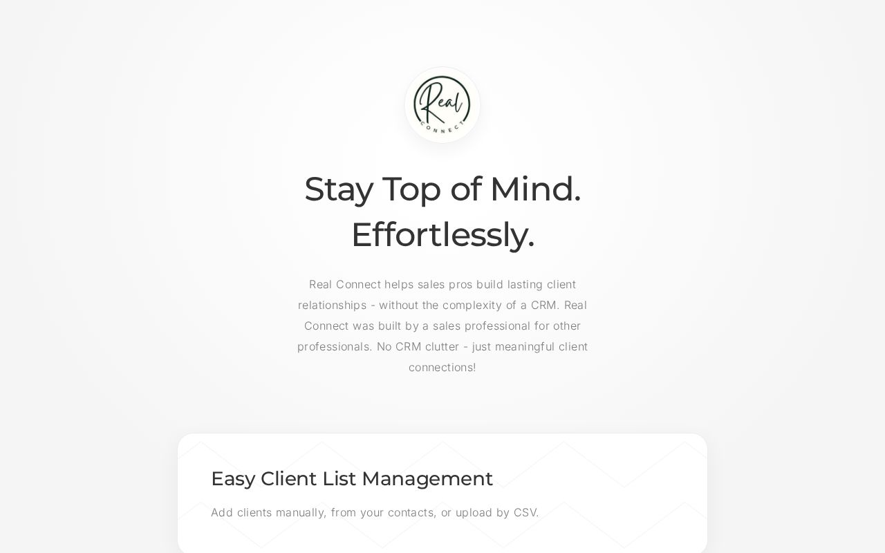 Real Connect Homepage